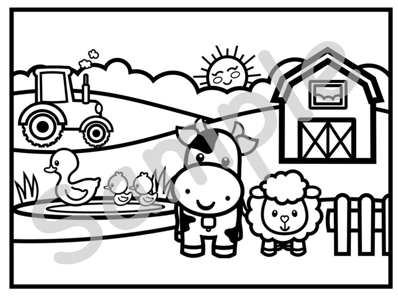 Set of 3 Farm Theme Birthday Coloring Pages | Etsy
