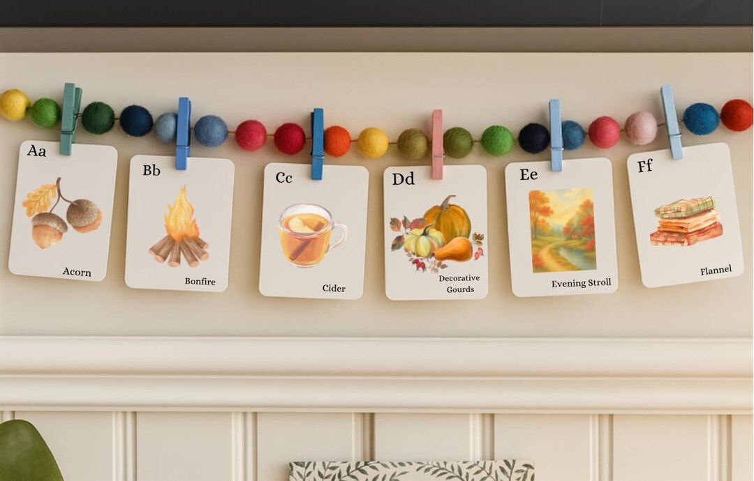 Fall Alphabet Flash Cards: Watercolor Autumn ABC Cards - Etsy