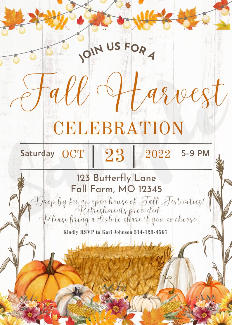 Customizable Fall Party Invitations, Fall Invitations, Fall Festival ...