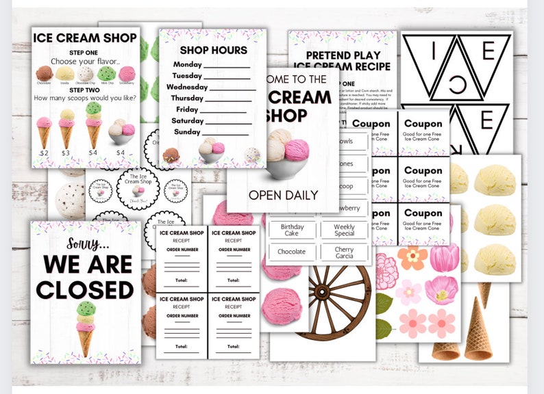 Ice Cream Shop Pretend Play Printable, Dramatic Play Ice Cream Shop ...