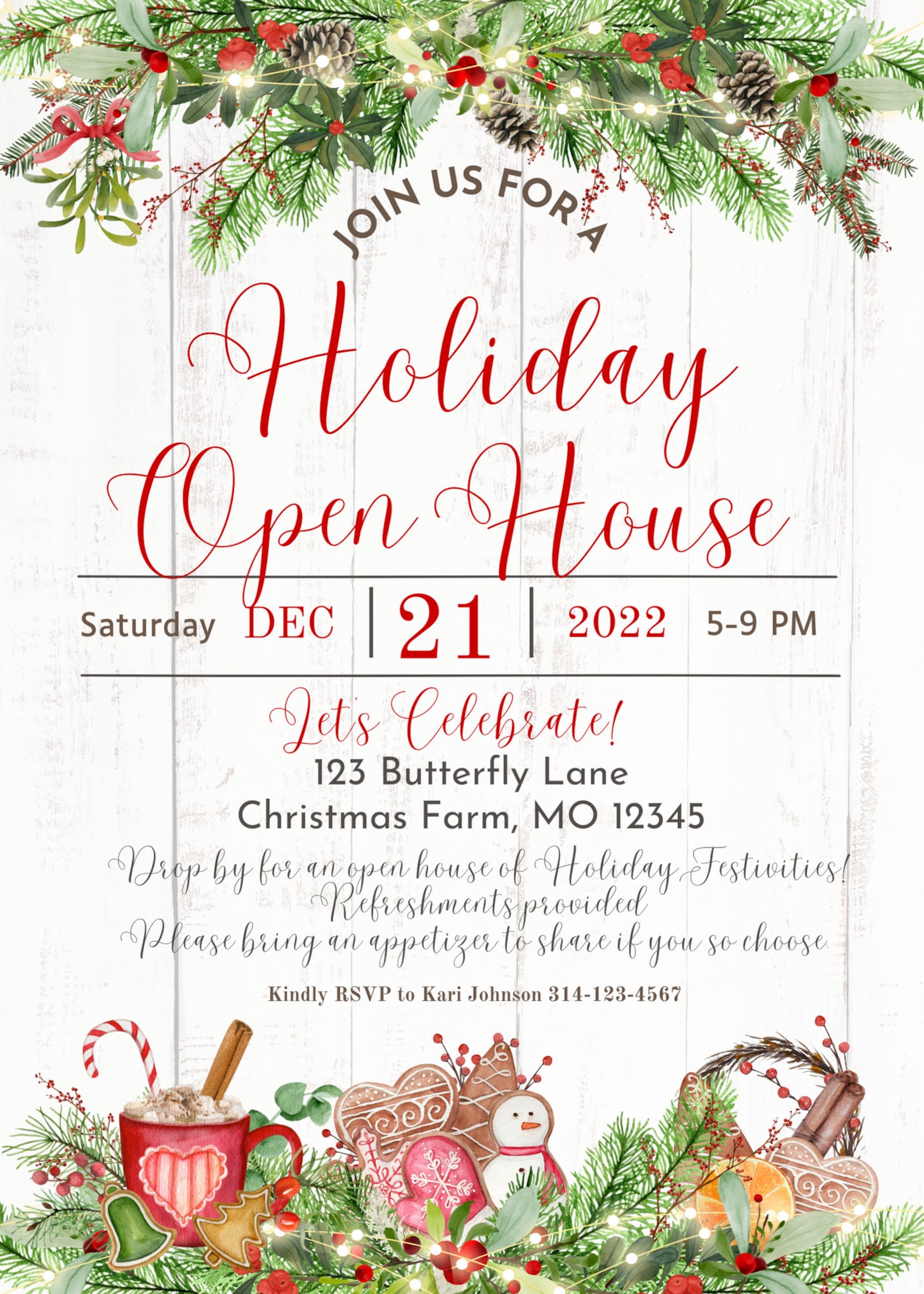 Customizable Holiday Open House Party Invitation, Holiday Party ...