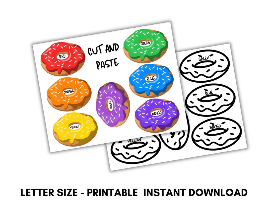 Colors of the Rainbow Printable Donut Worksheet Instant Download Cut ...