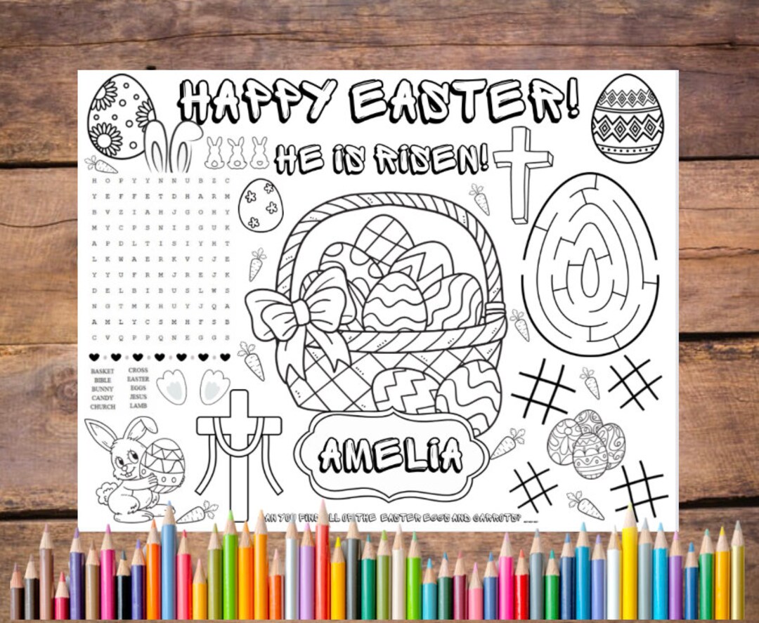 Customizable Easter Printable Coloring Page, Easter Party Favor, Easter ...