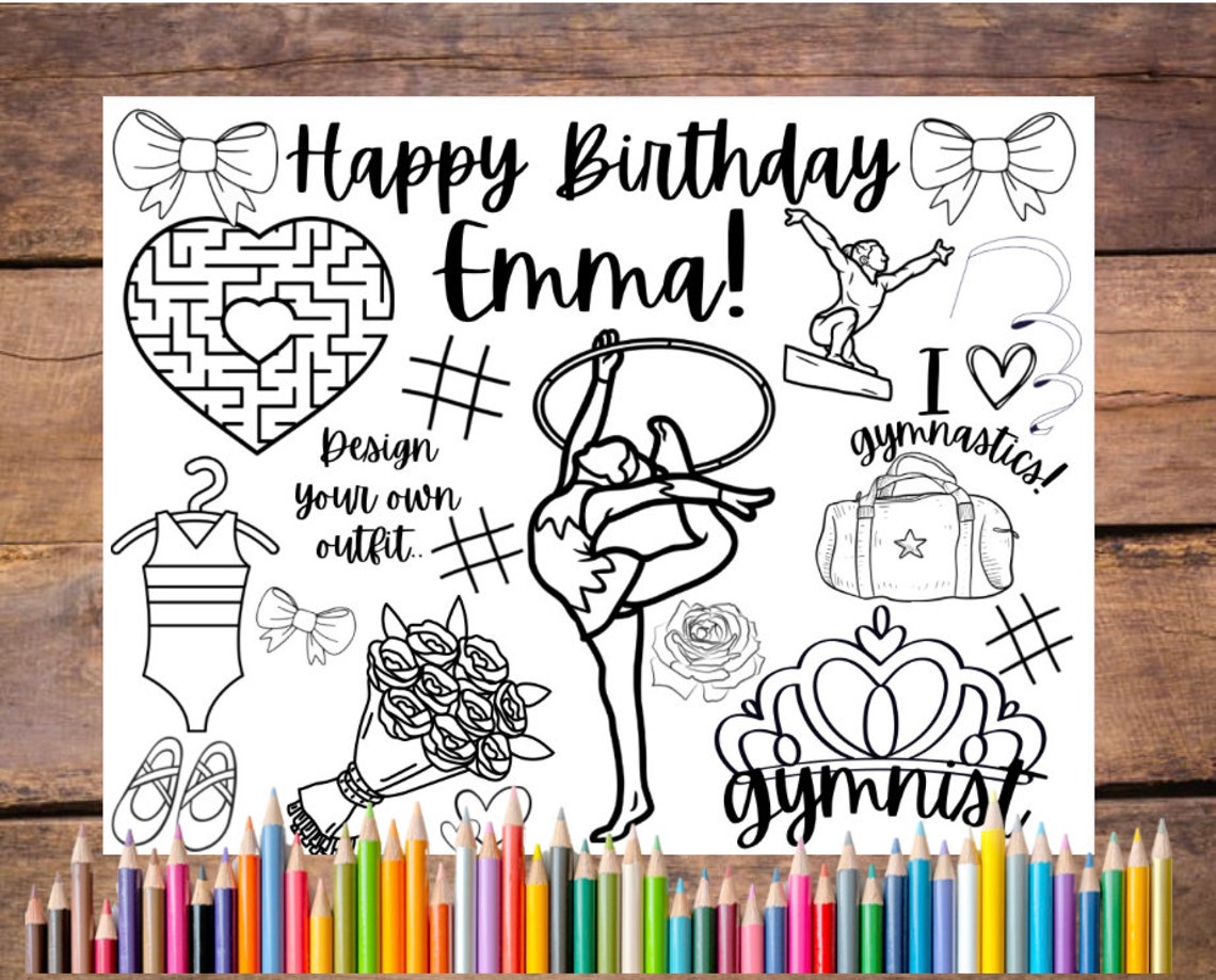 Customizable Gymnastics Printable Coloring and Activity Page ...