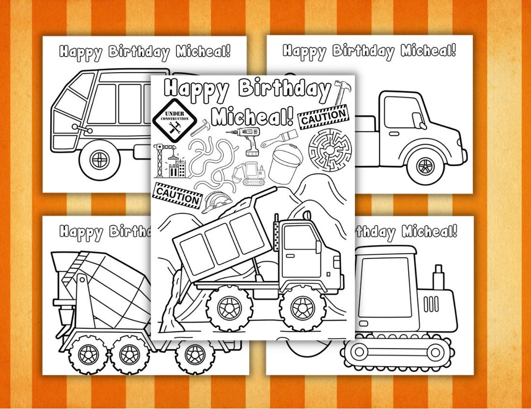 Customizable Construction Themed Coloring Pages, Coloring Book ...