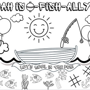 Customizable O-fish-ally One Birthday Printable Coloring Page, Fishing ...