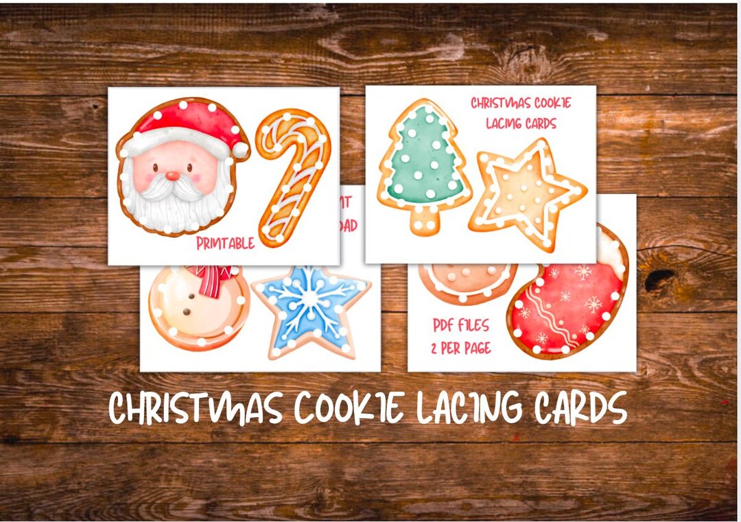 Christmas Cookie Lacing Cards Instant Download, Homeschool, Learn to ...