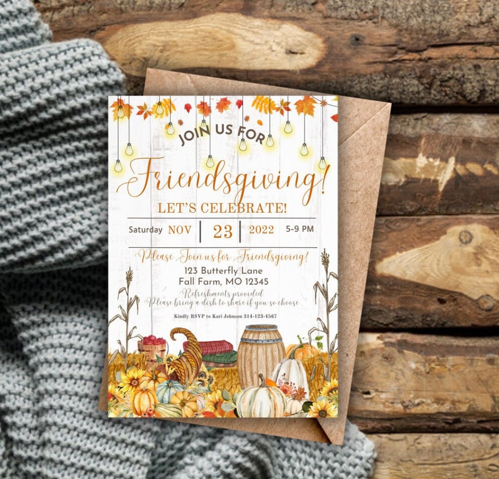 Customizable Friendsgiving Invitation Friendsgiving Party - Etsy