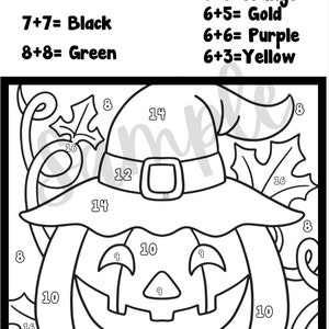 Set of 5 Color by Number 1st Grade Addition Halloween Worksheets - Etsy