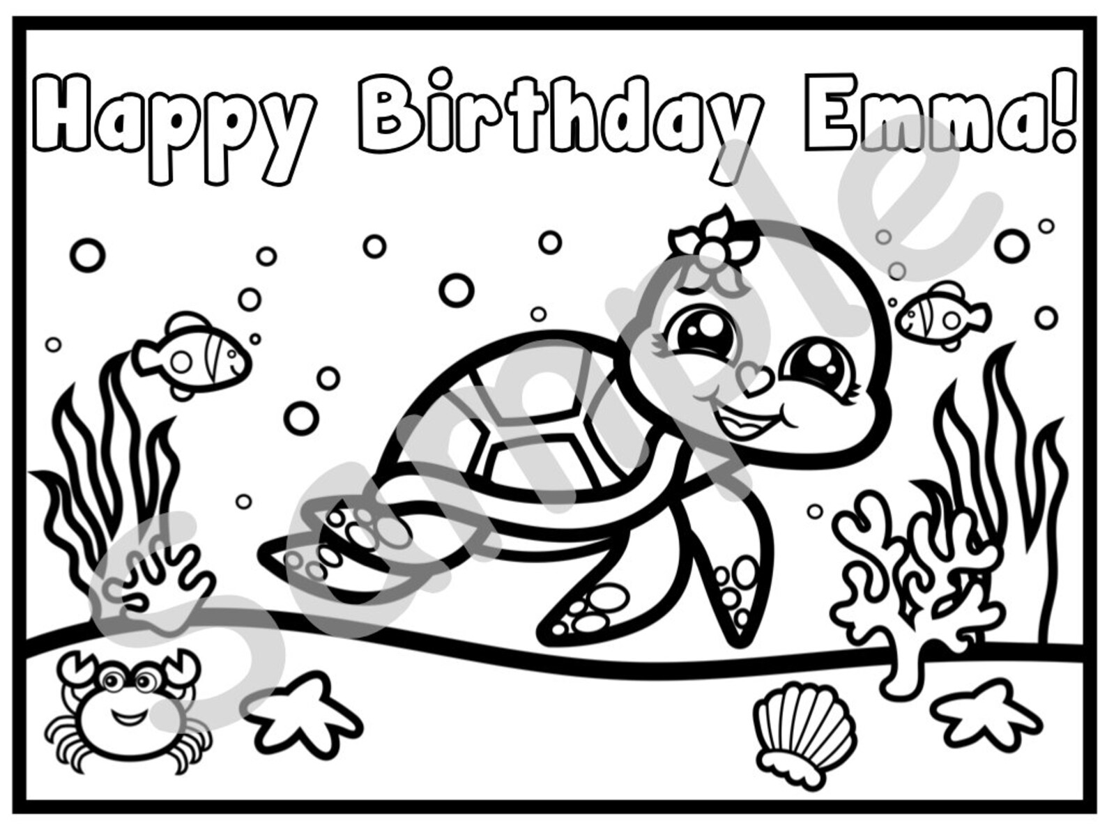 Set of 4 Custom Mermaid Birthday Party Coloring Pages - Etsy