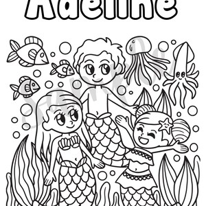 Set of 15 Customizable Mermaid Coloring Pages, Mermaid Birthday Party ...