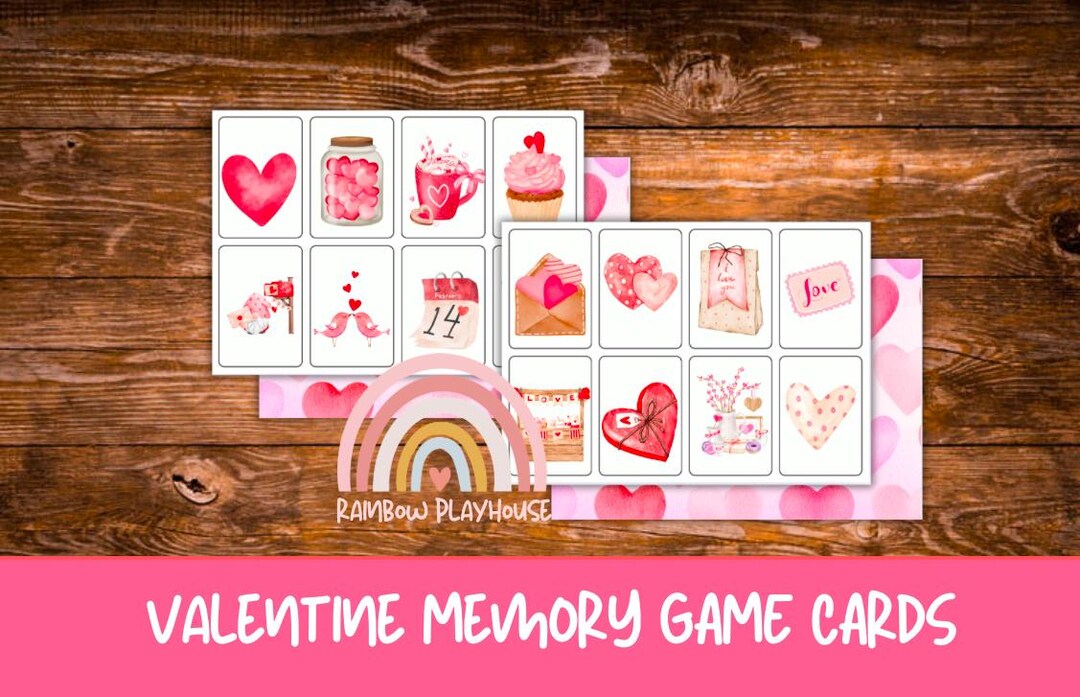 16 Valentine Memory Game Cards, Instant Download, Homeschool, Matching ...