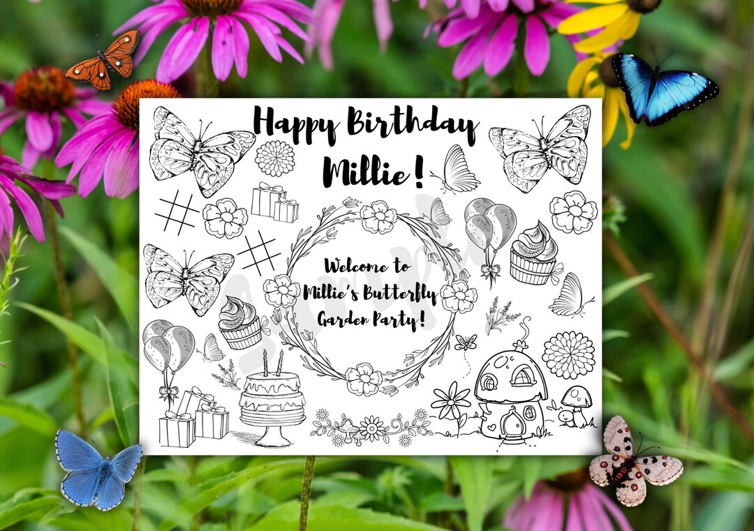 Customizable Butterfly Birthday Party Printable, Butterfly Garden ...