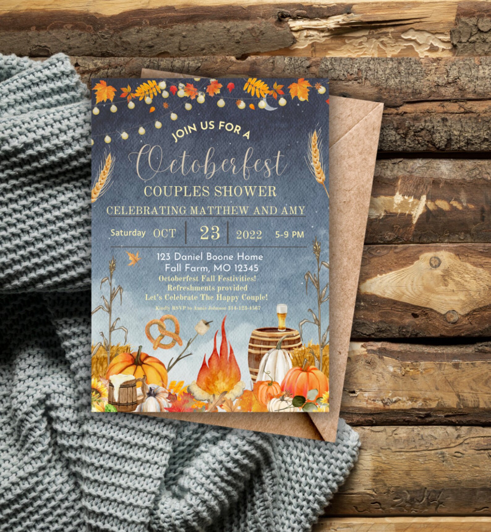 Customizable Octoberfest Couples Shower Party Invitations, Fall ...