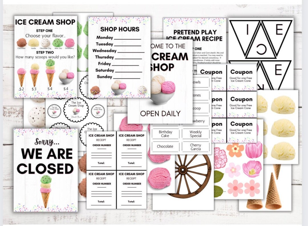 Customizable Ice Cream Shop Pretend Dramatic Play Printable Recipe for ...