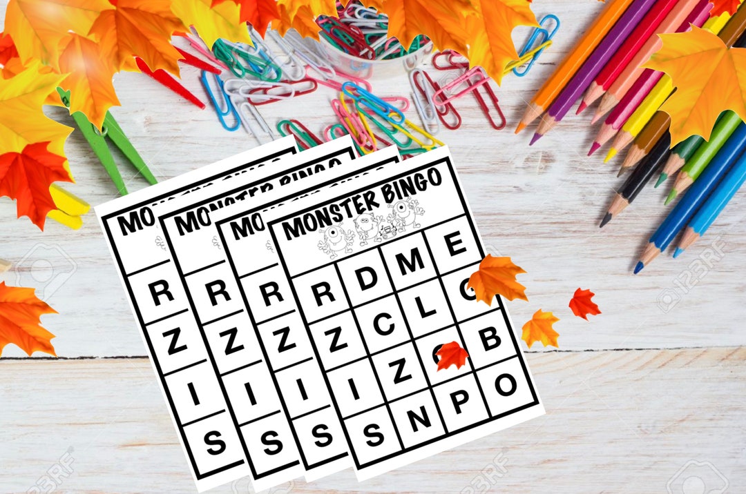 Printable Set of 4 Halloween Monster Bingo Cards - Etsy