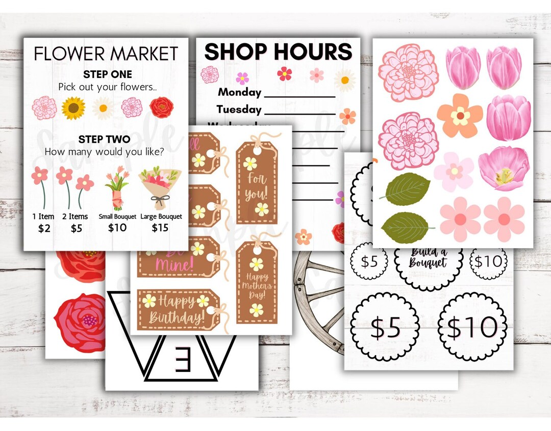 Flower Market Pretend Play Printable Dramatic Play Flower - Etsy