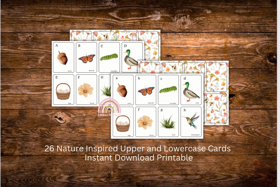 26 Nature Inspired Upper and Lowercase Alphabet Flash Cards Instant ...