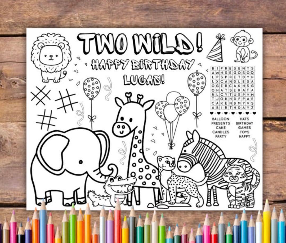 Customizable Two Wild Birthday Printable Coloring Page, Two Wild Party ...