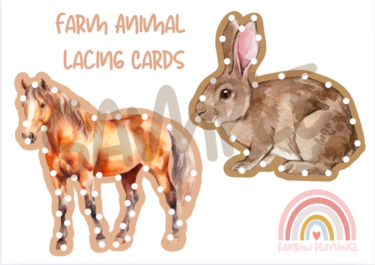 Farm Animal Lacing Cards: Learn to Sew, Homeschool (instant Download ...