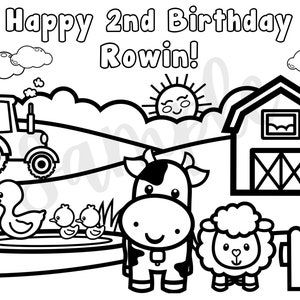 Set of 7 Customizable Farm Theme Birthday Coloring Pages, Barnyard ...