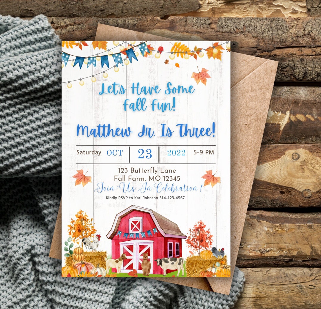 Customizable Fall Farm Party Invitations, Barnyard Invitations, Farm ...