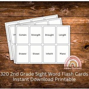 320 2nd Grade Sight Word Flash Cards Instant Download, Homeschool ...
