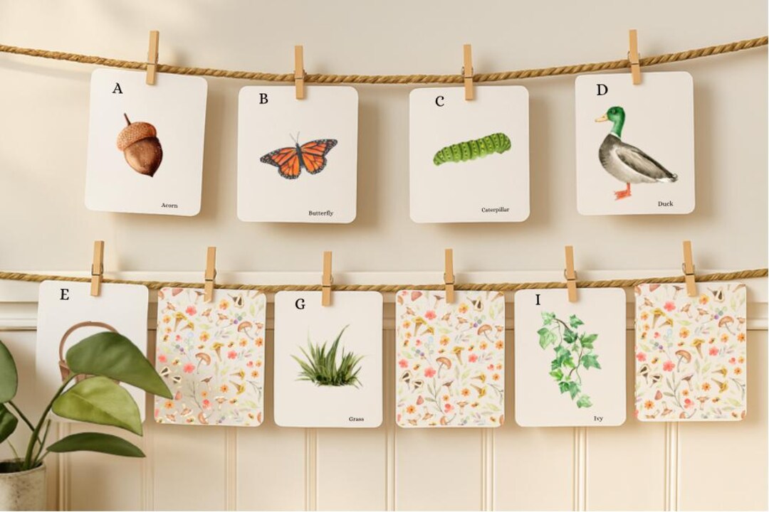 Watercolor Alphabet Flashcards | Upper & Lowercase Letters ...