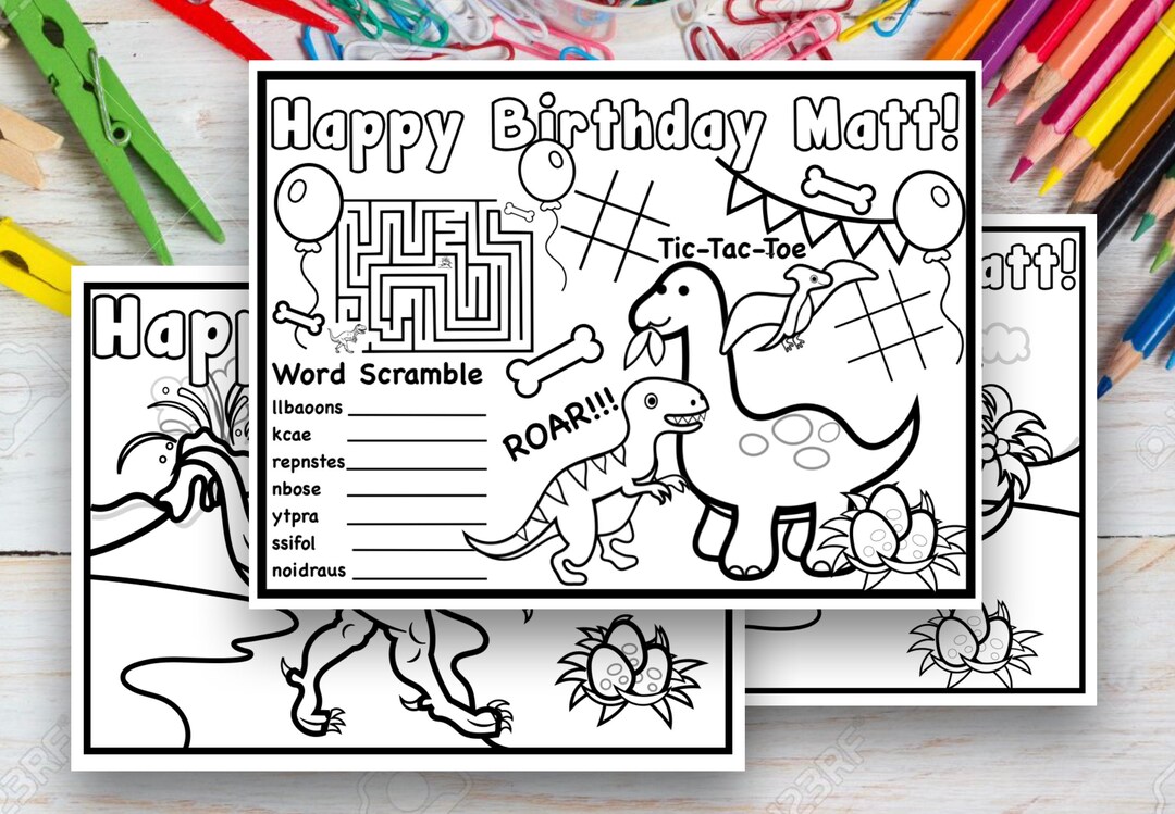 Set of 3 Customized Dinosaur Birthday Printables - Etsy