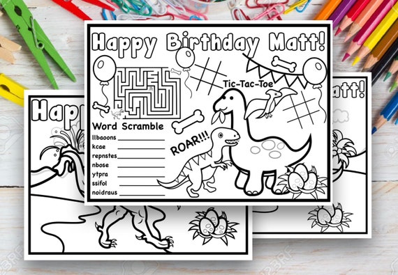 Set of 3 Customized Dinosaur Birthday Printables | Etsy