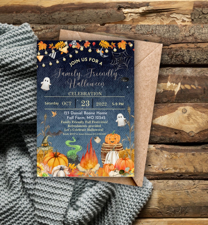 Customizable Family Friendly Halloween Party Invitations, Fall ...