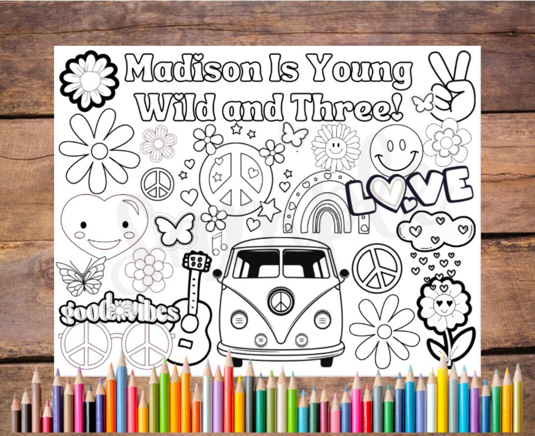 Customizable Young Wild and Three Printable Coloring Page, Two Groovy ...