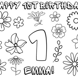 Customizable Garden Party Birthday, Printable Coloring Page, Flower ...