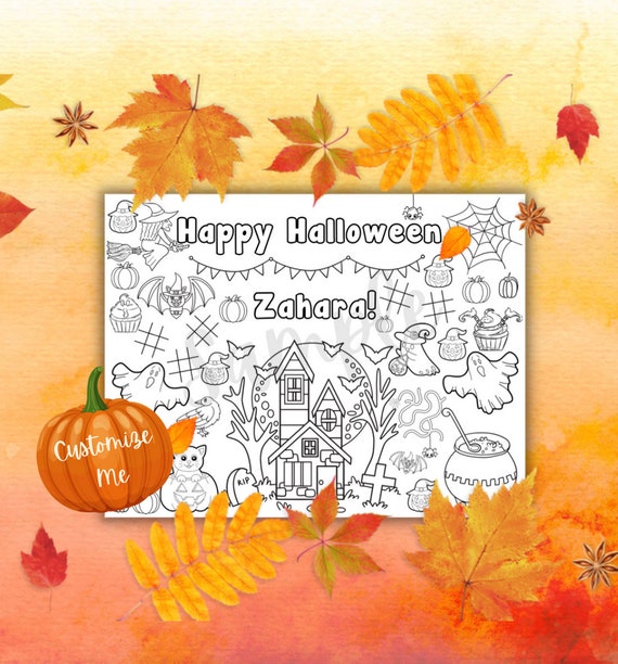Customizable Halloween Coloring Activity Sheet Halloween - Etsy