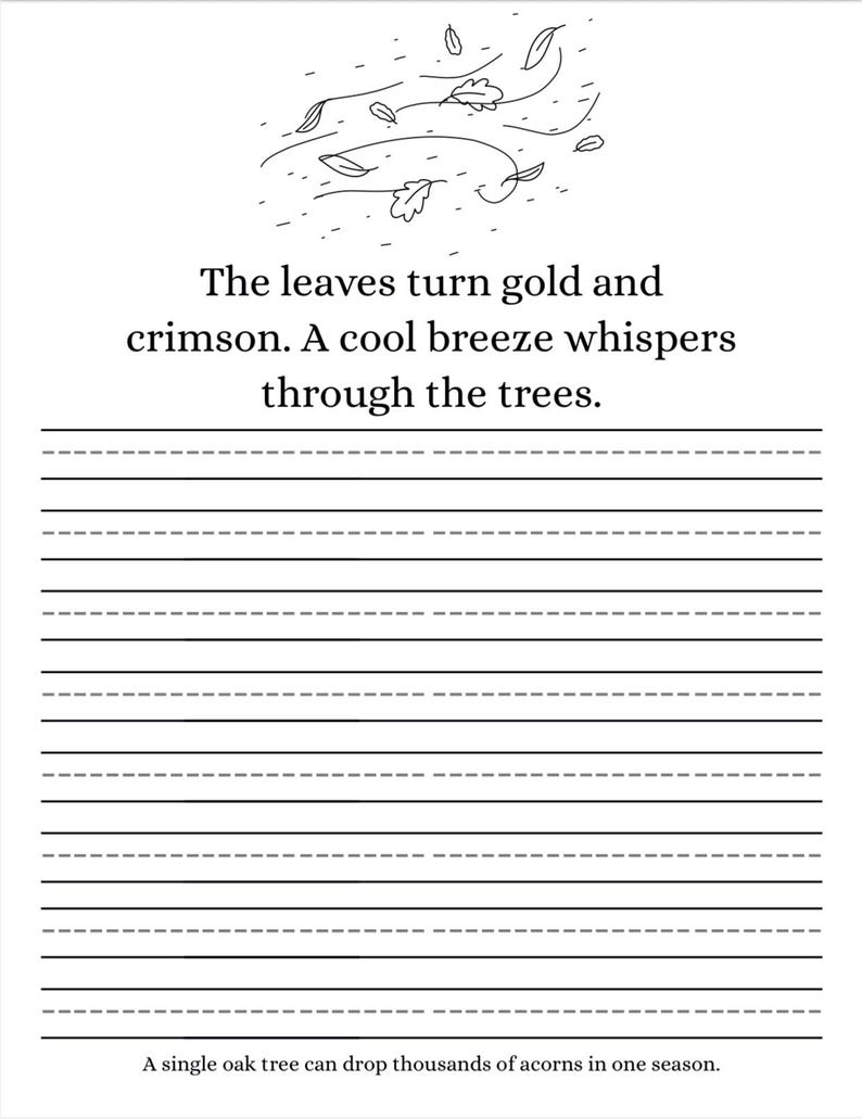 Fall Handwriting Practice Workbook: Charlotte Mason Homeschool (PDF ...