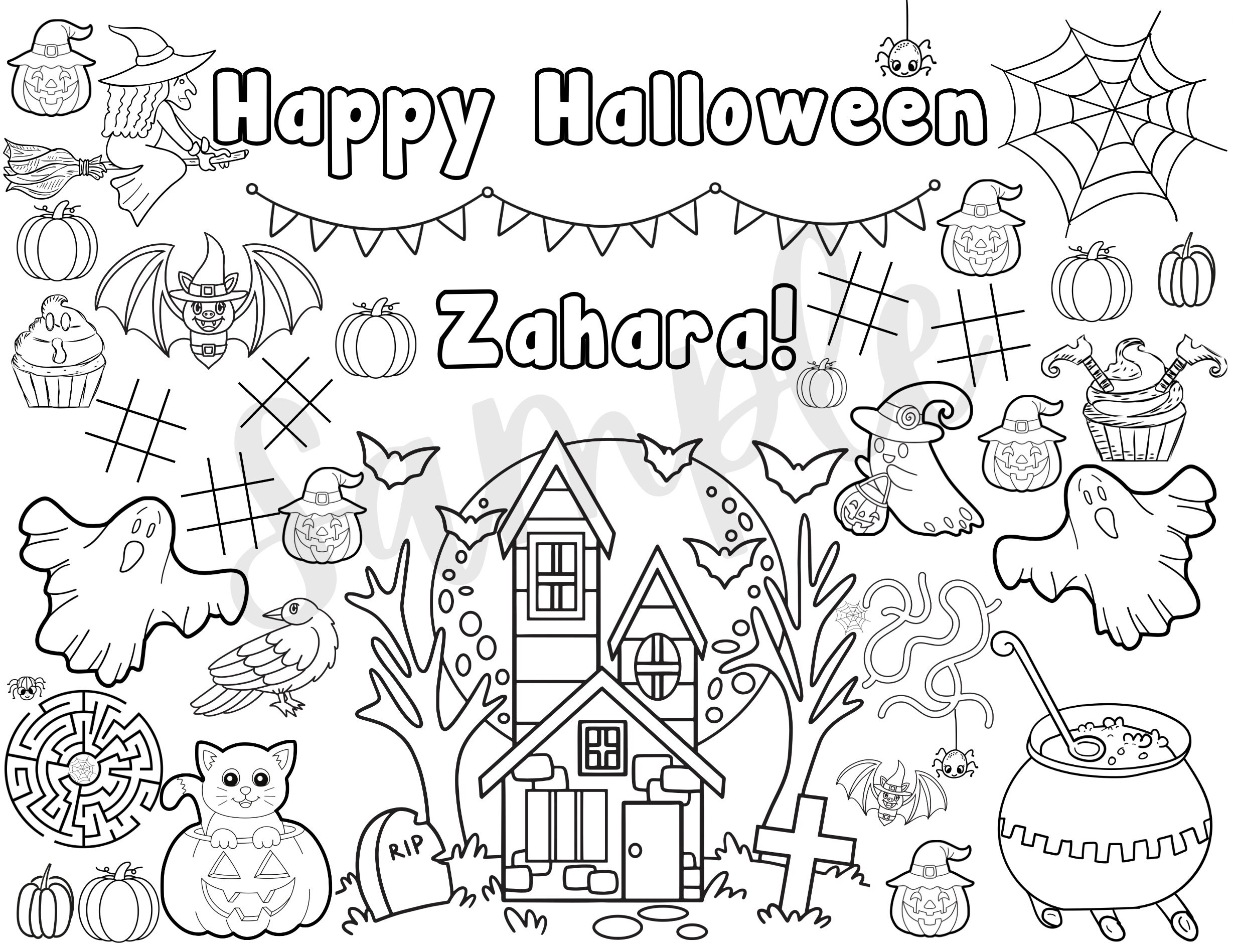 Customizable Halloween Coloring Activity Sheet Halloween - Etsy