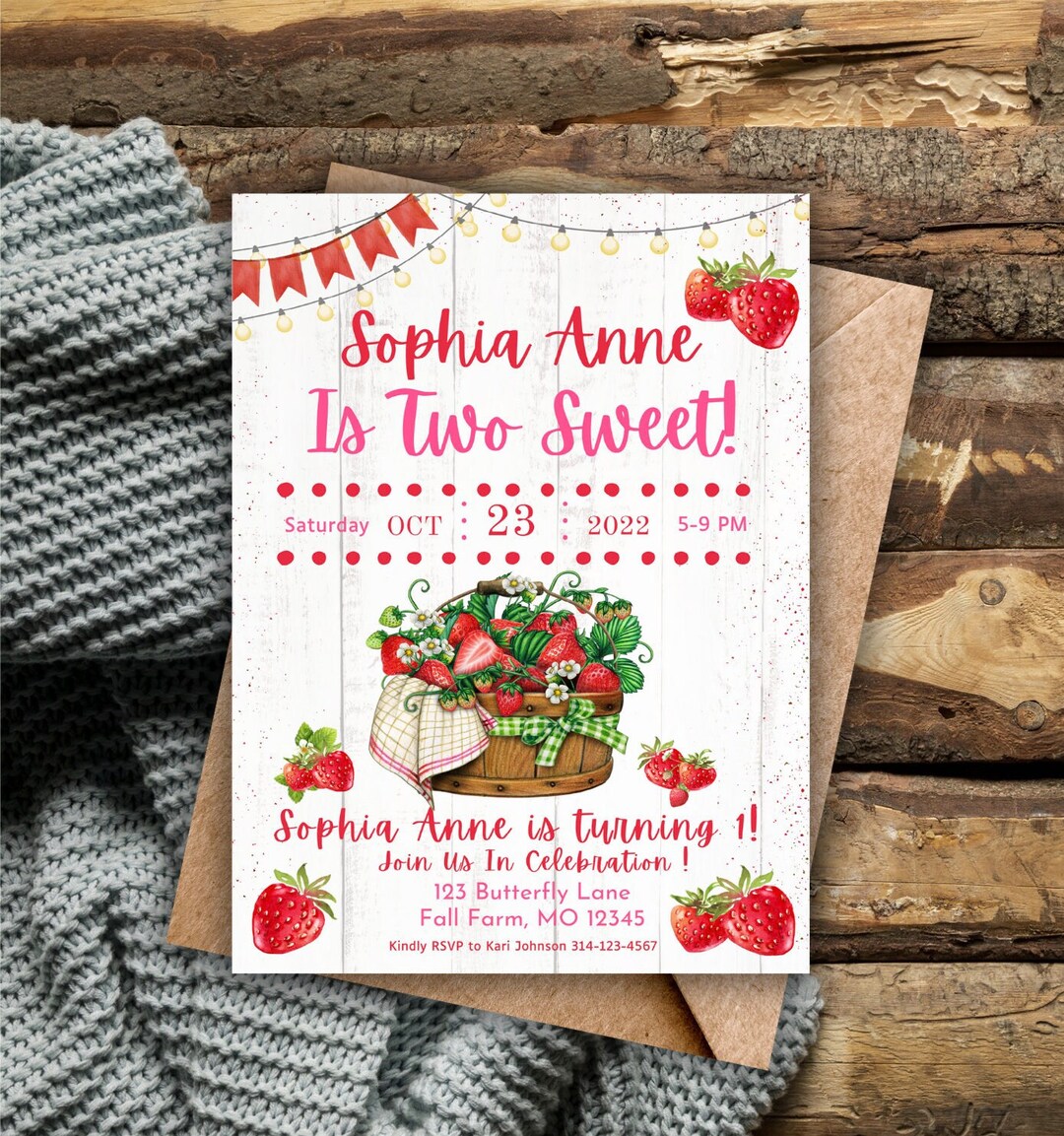 Customizable Two Sweet Party Invitations, Second Birthday Invitations ...