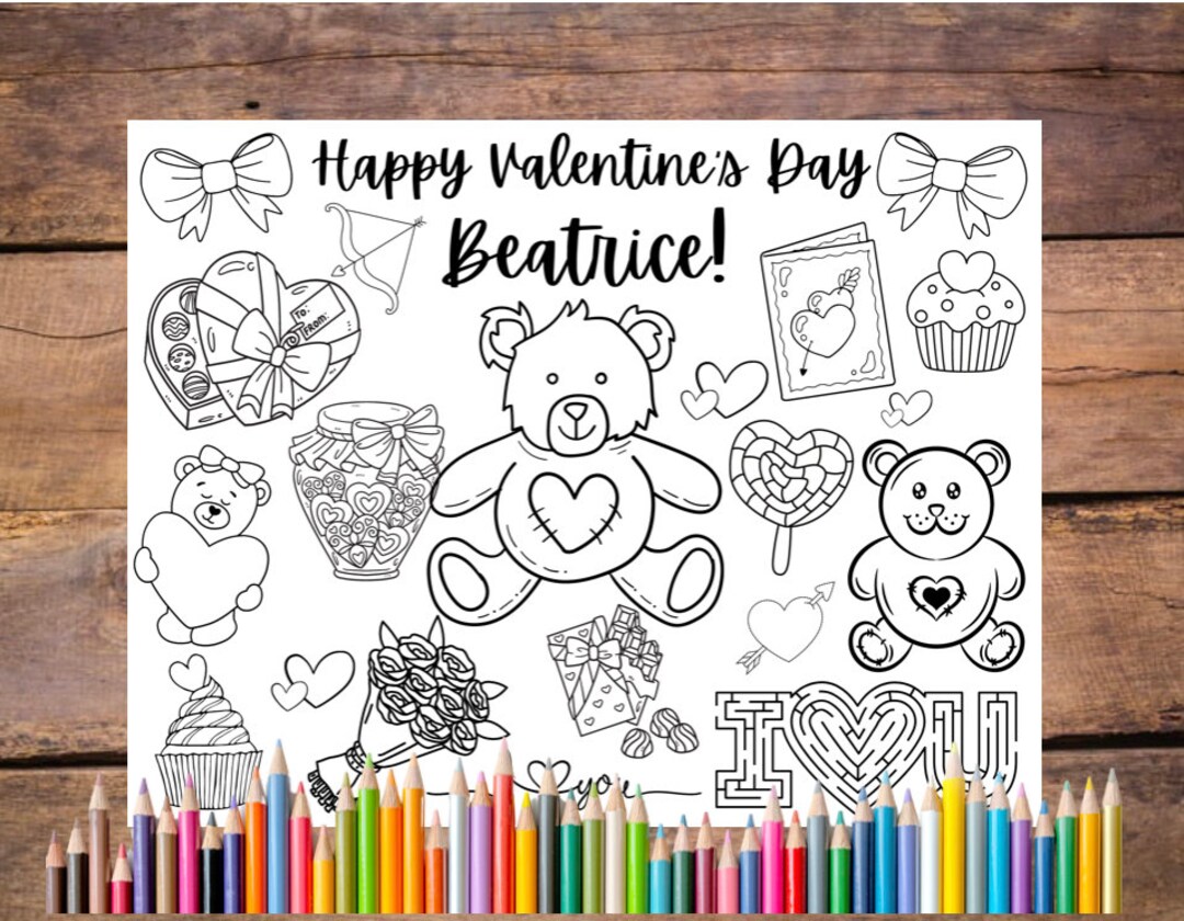 Customizable Valentine Printable Coloring Page, Valentine’s Day ...