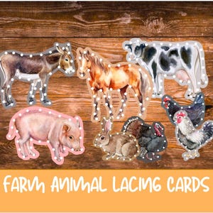 Farm Animal Lacing Cards: Learn to Sew, Homeschool (instant Download ...