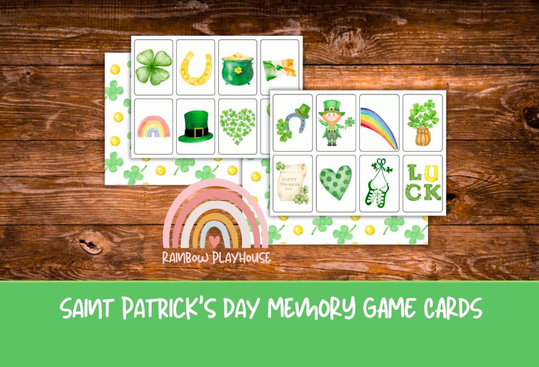 16 Saint Patrick’s Day Memory Game Cards, Instant Download, Homeschool ...