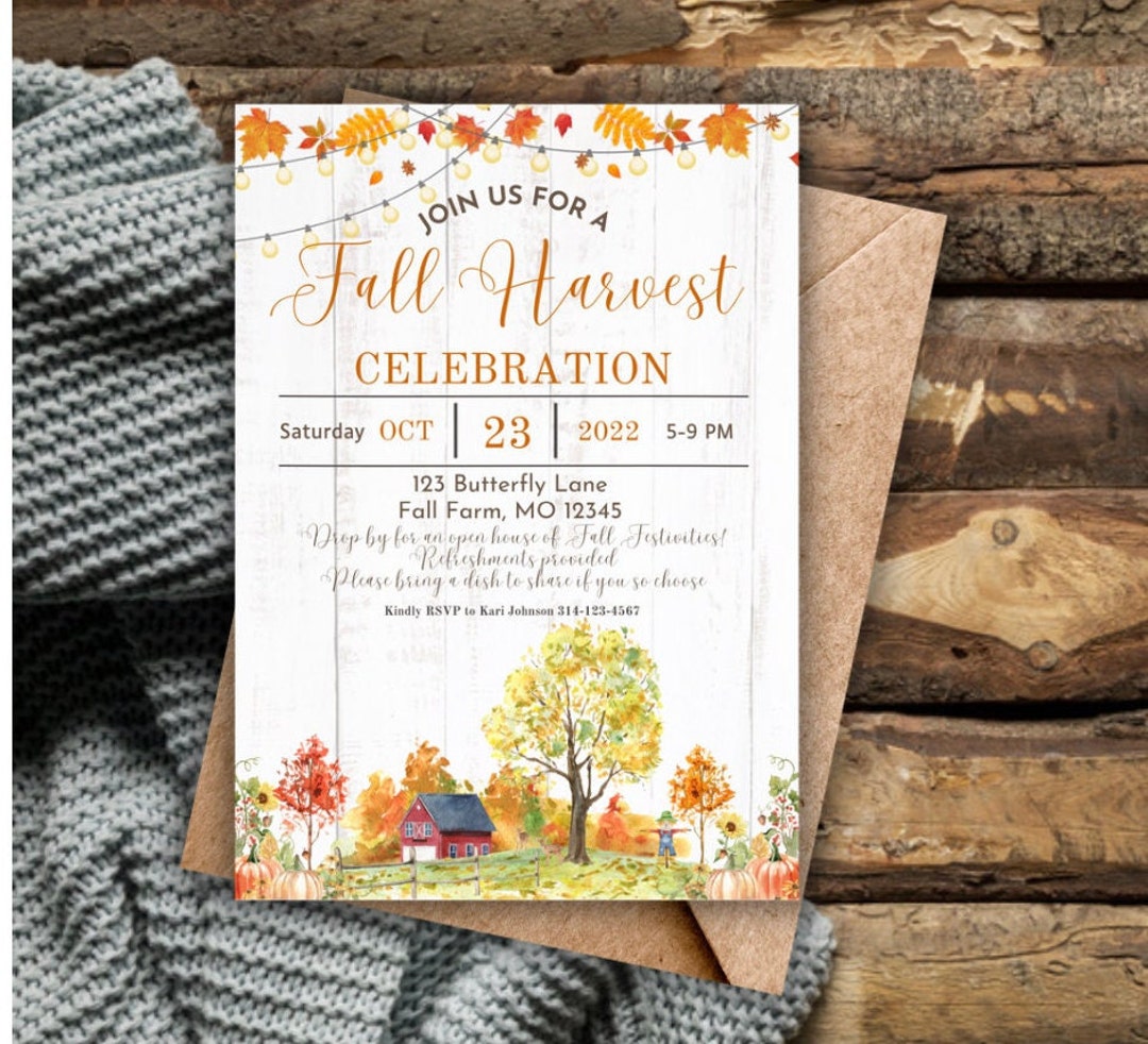 Customizable Fall Party Invitations, Fall Invitations, Fall Festival ...