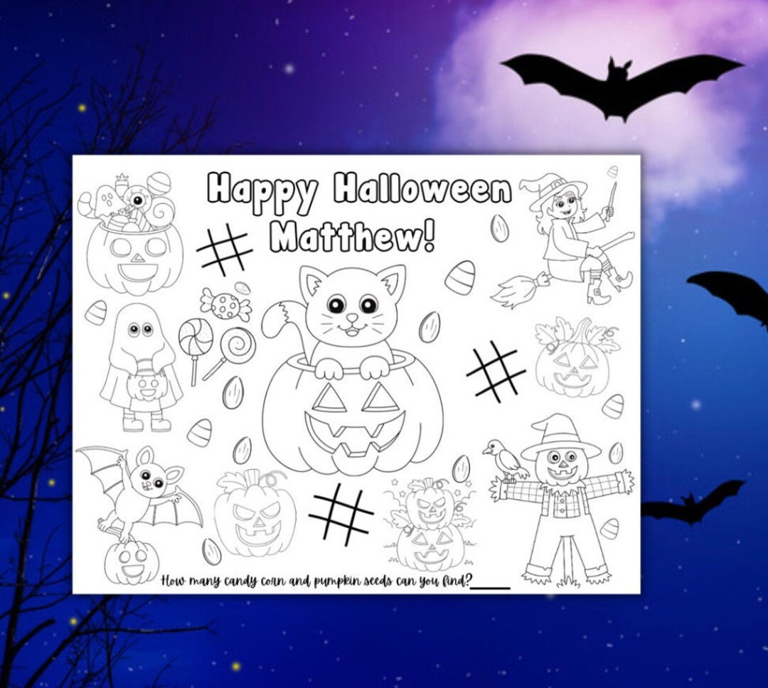 Customizable Cute Halloween Printable Coloring Page, Halloween Party ...
