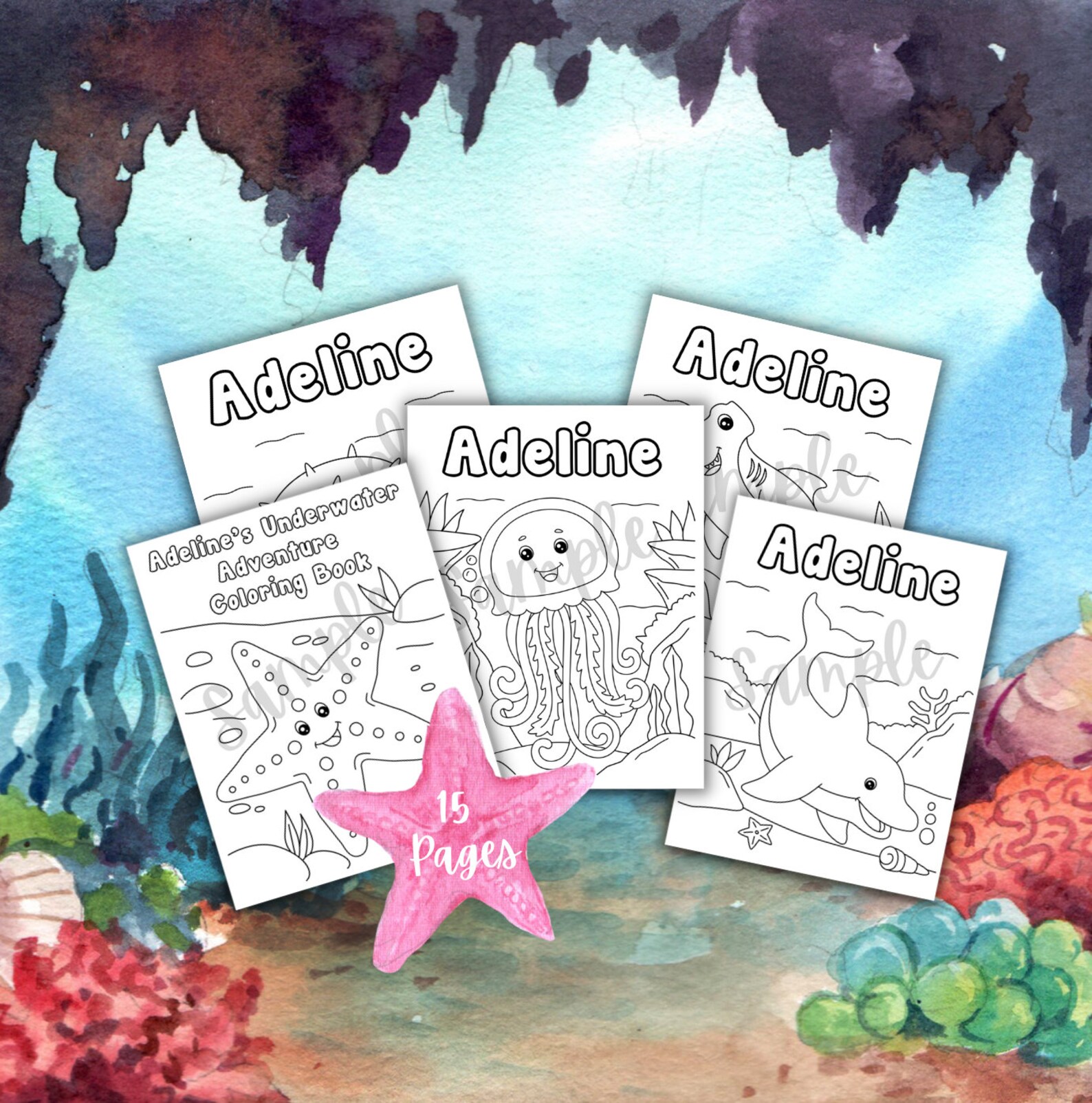 Set of 15 Customizable Under the Sea Coloring Pages, Ocean Birthday ...