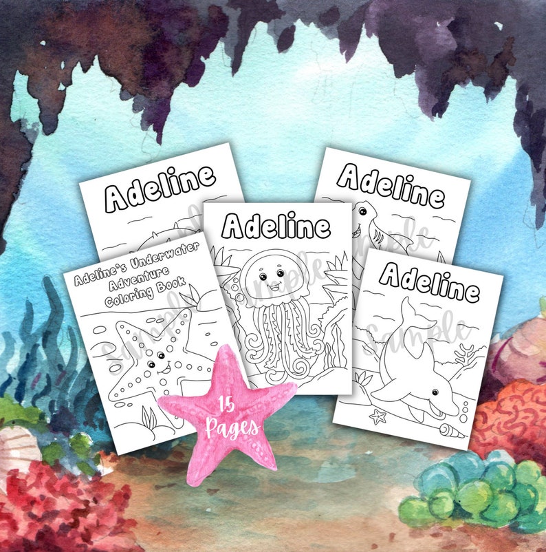 Set of 15 Customizable Under the Sea Coloring Pages, Ocean Birthday ...