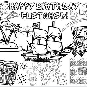 Customizable Pirate Party Birthday Printable Coloring Page, Pirate ...