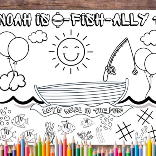 Customizable O-fish-ally One Birthday Printable Coloring Page - Etsy