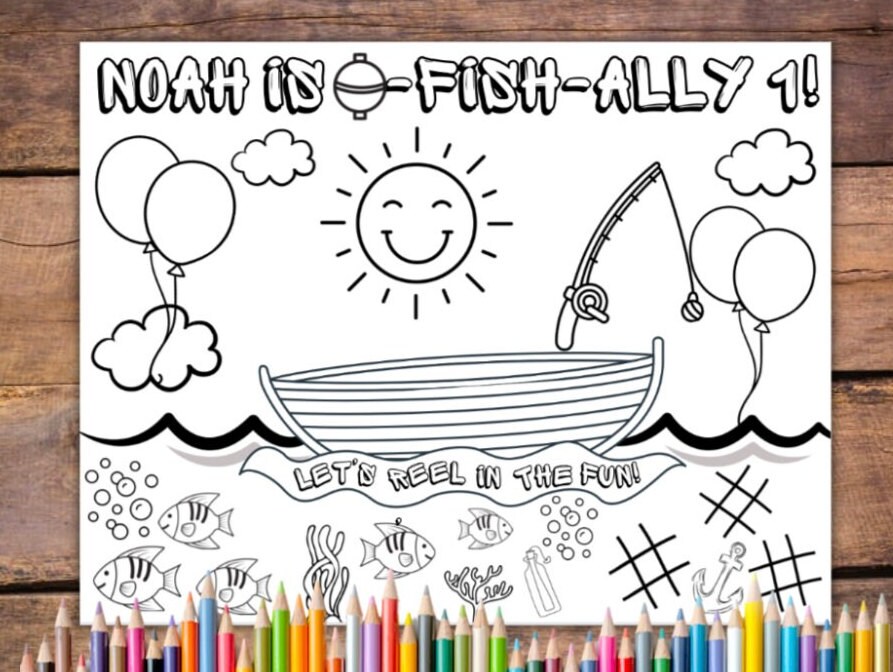 Customizable O-fish-ally One Birthday Printable Coloring Page - Etsy