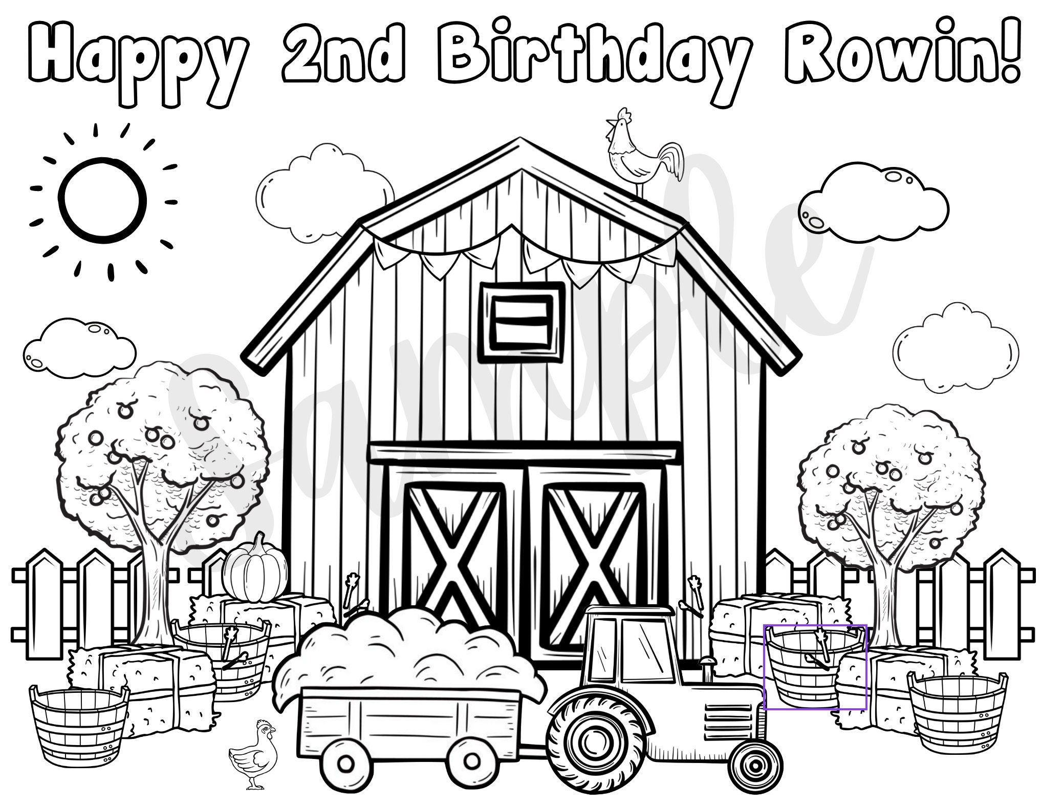 Set of 7 Customizable Farm Theme Birthday Coloring Pages - Etsy