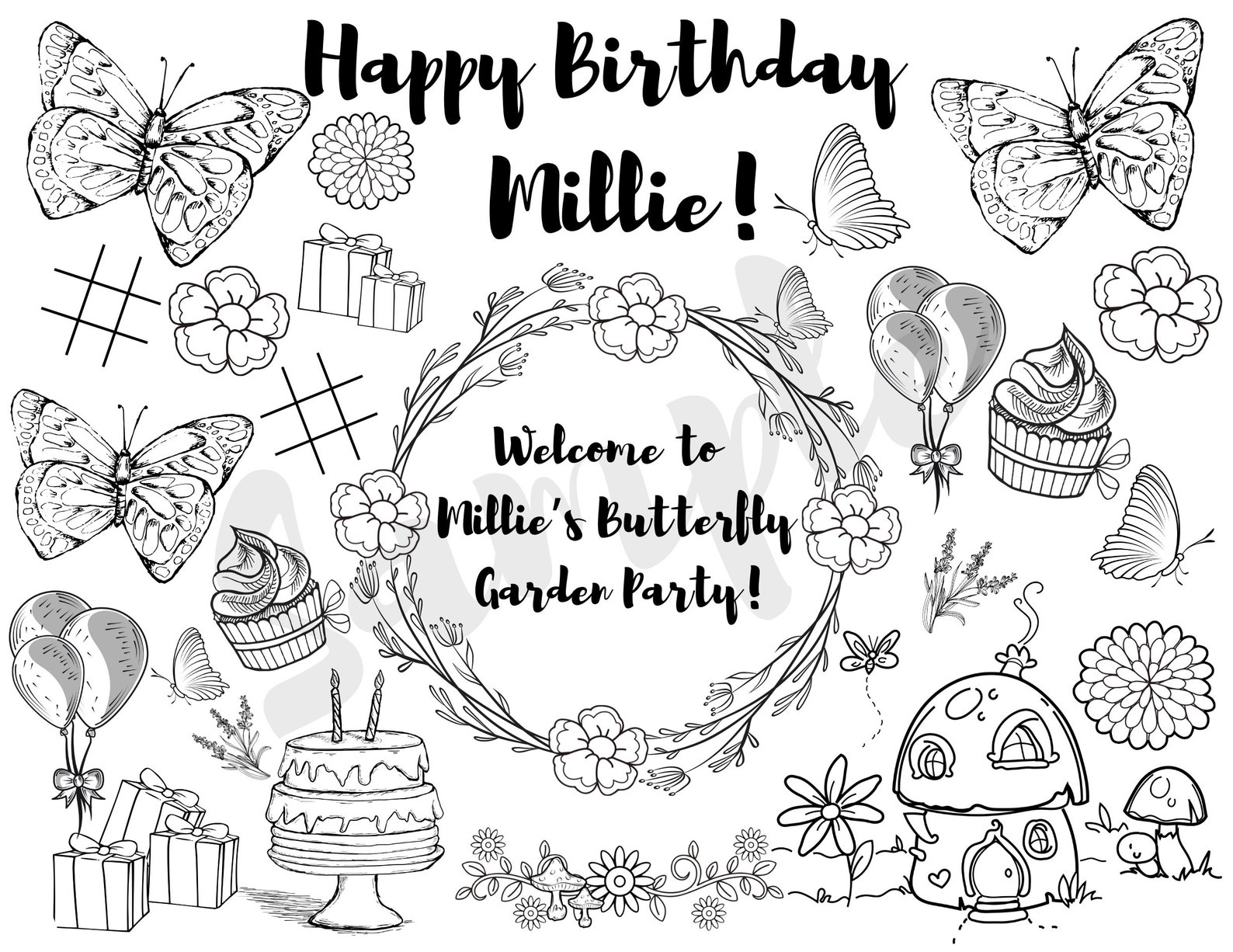 Customizable Butterfly Birthday Party Printable Butterfly | Etsy