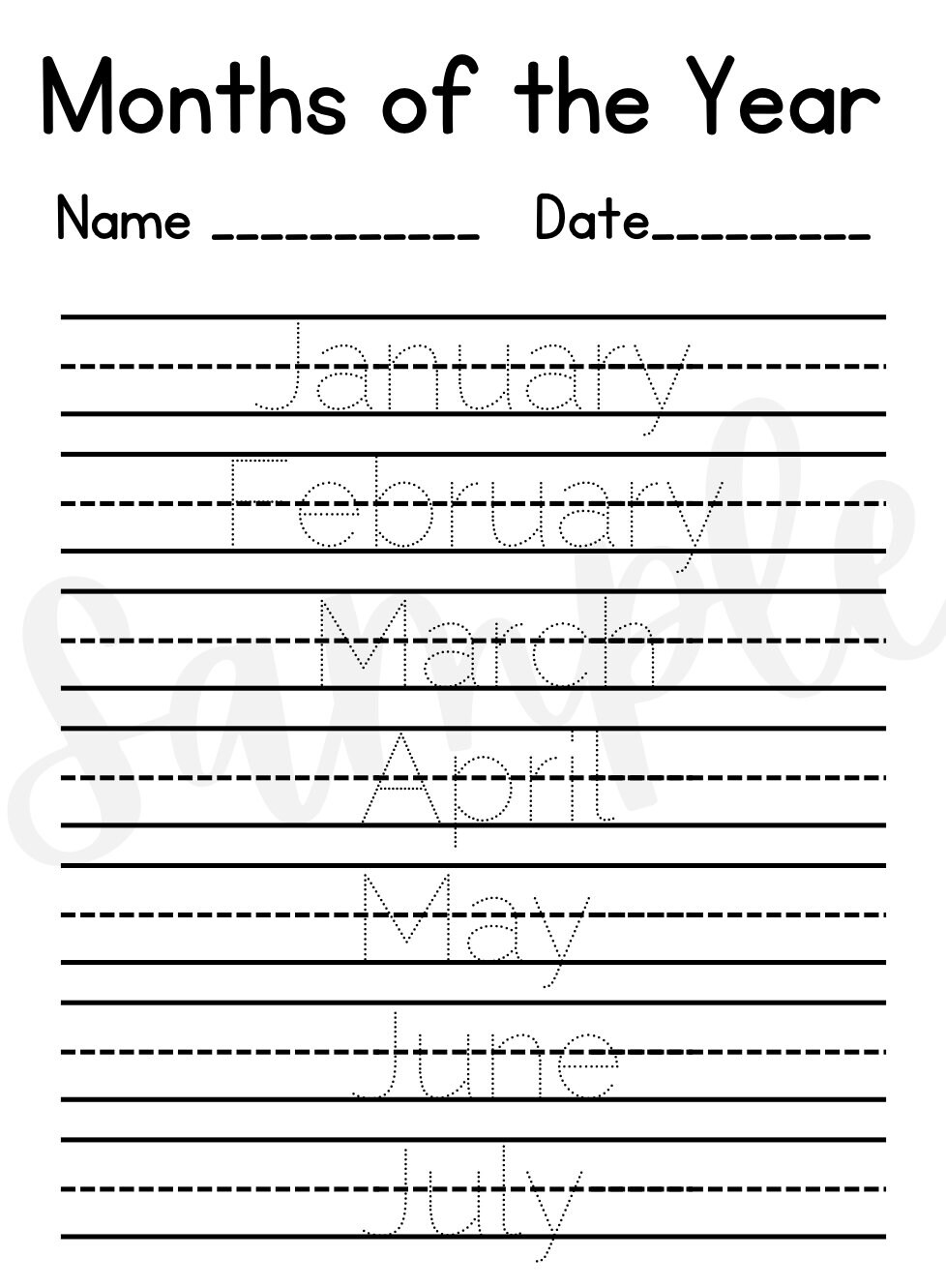 Days of the Week, Months of the Year, Writing Practice, Instant ...